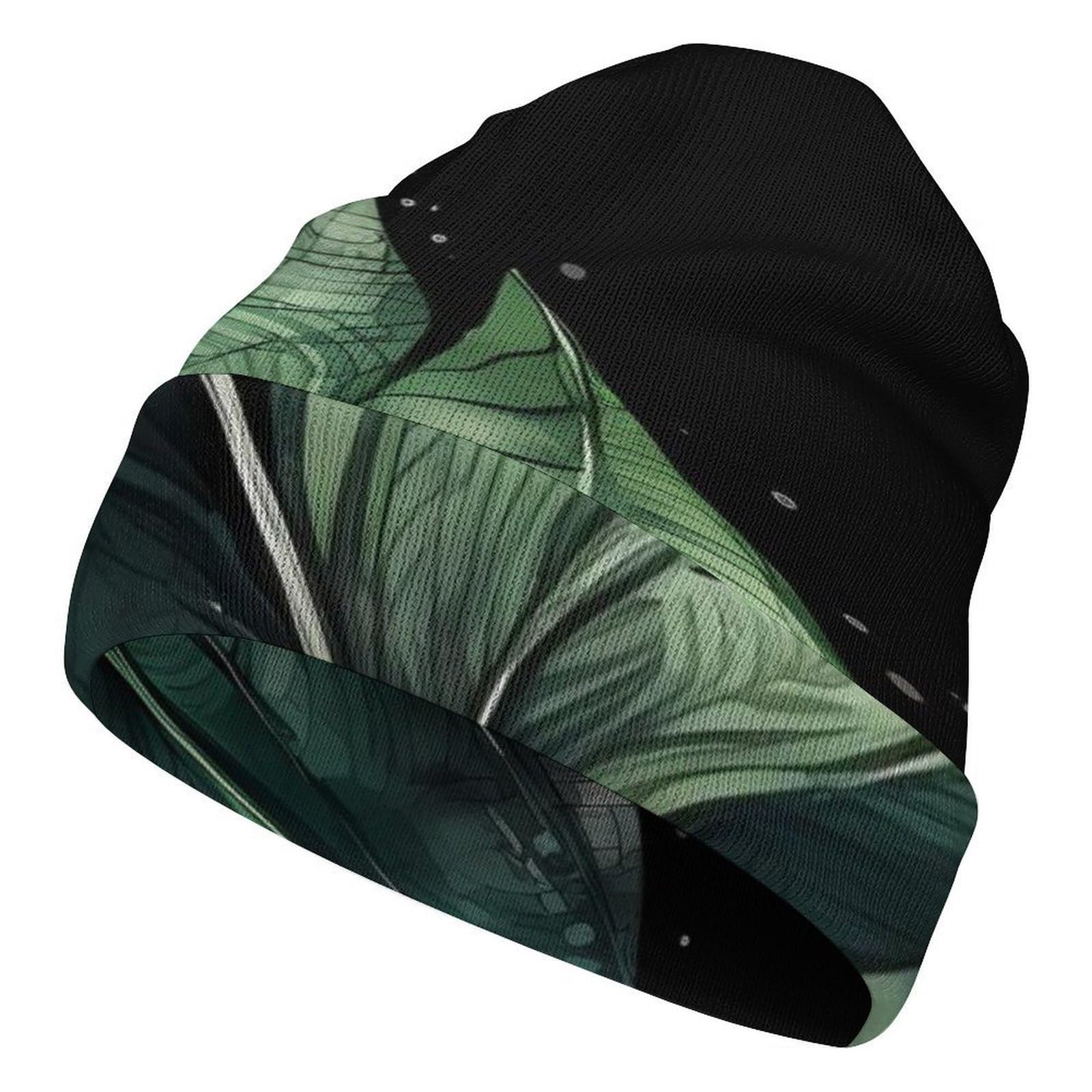 남성용 녹색 잎 모양 겨울 비니 여성용 소프트 캡 따뜻한 니트 모자 스키 모자 커프 캡 겨울 모자 Kr