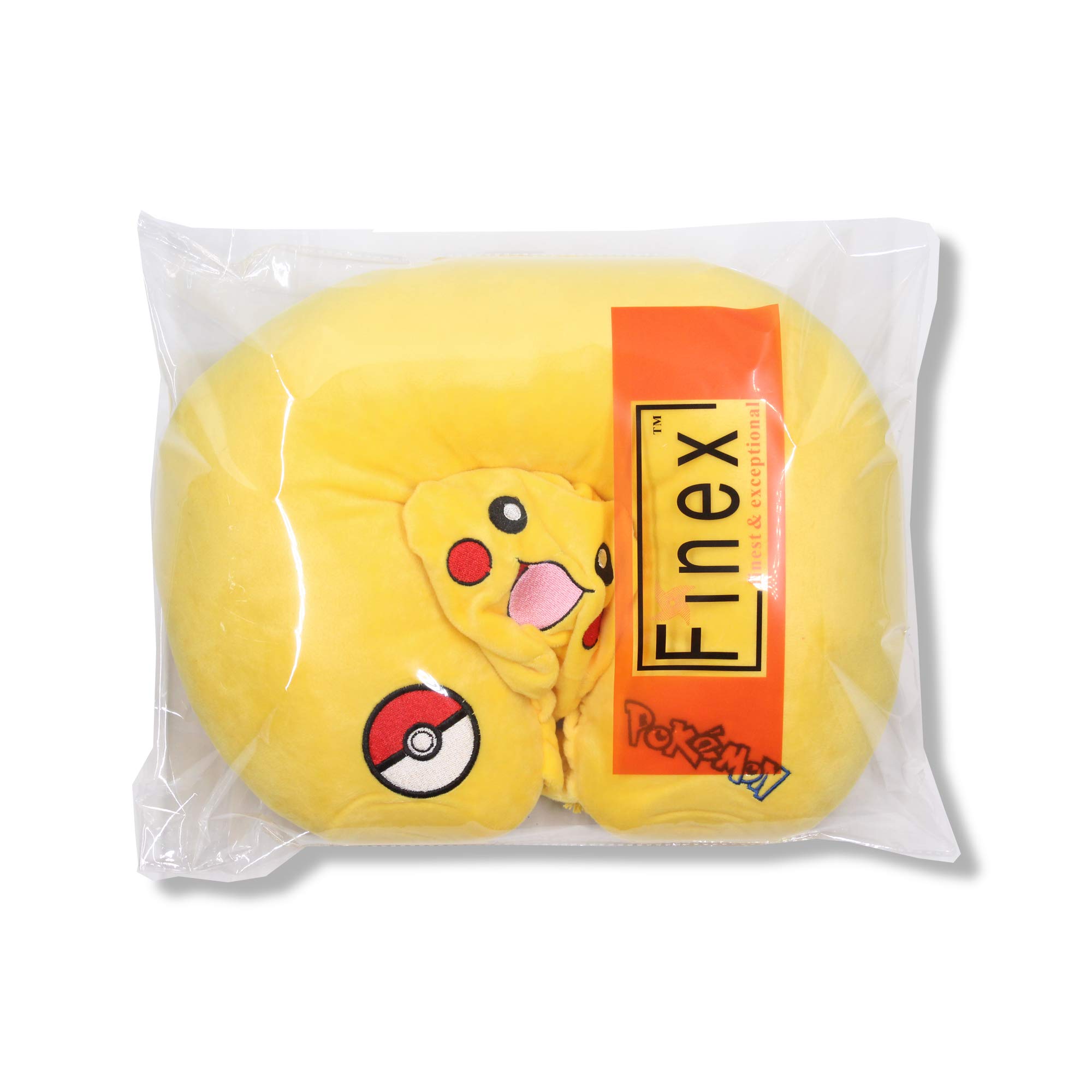 FINEX Premium Pikachu Yellow U-Shape Travel Pillow with Hood for Home ...