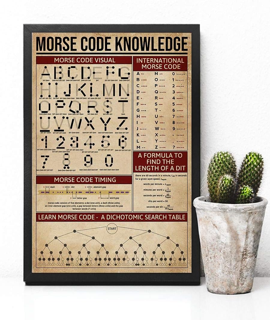Amazon.com: HolyShirts Morse Code Knowledge Poster (24 inches x 36 ...