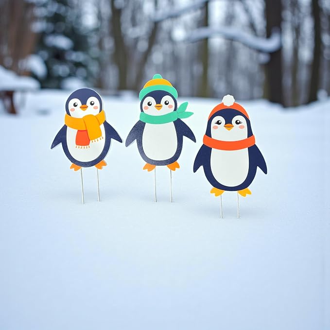 Amazon.com : Christmas Penguins Yard Signs Set of 3 - Outdoor PVC ...