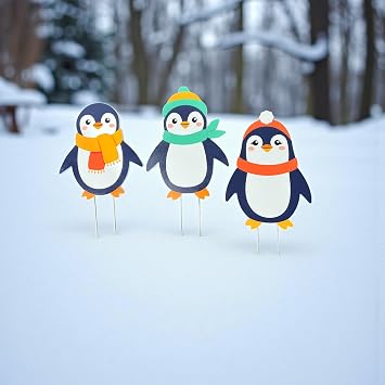 Amazon.com : Christmas Penguins Yard Signs Set of 3 - Outdoor PVC ...
