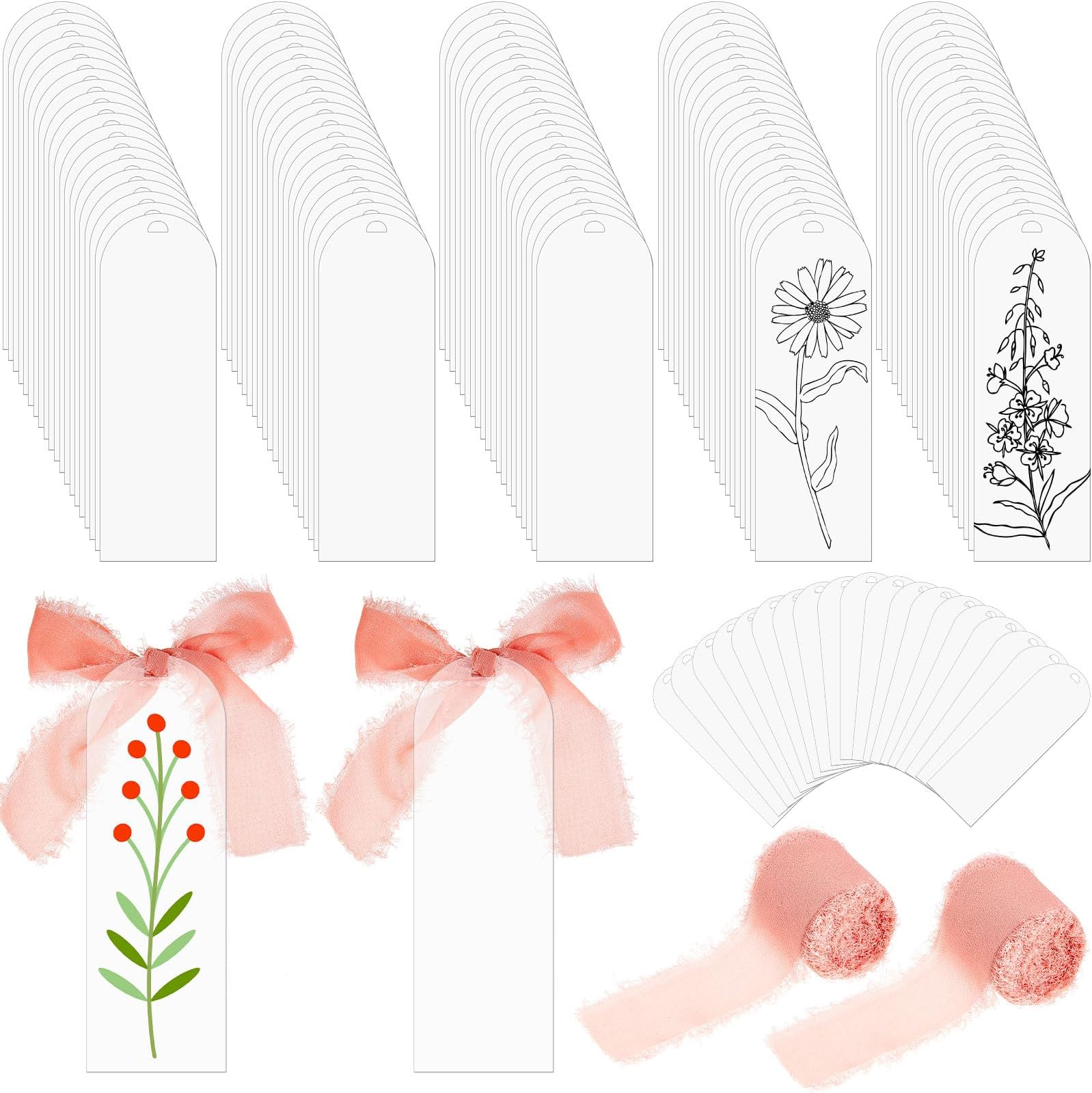 Amazon.com: Yeaqee 100 Pcs Transparent Acrylic Bookmark Blanks Clear ...