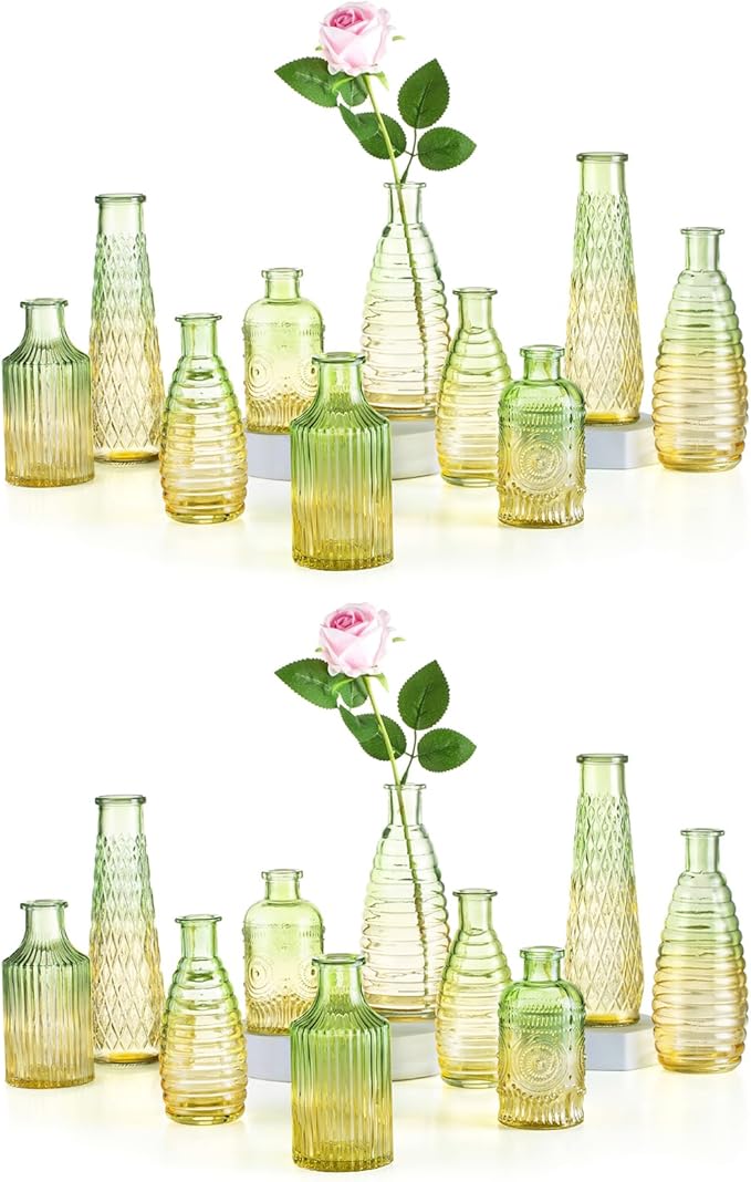 Amazon.com: Colored Small Glass Vases for Centerpieces - Hewory 20pcs ...