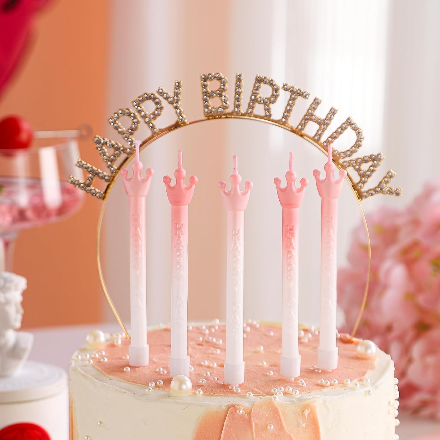 Amazon.com: Saododku Birthday Candles, Gradient Pink Birthday Candles ...