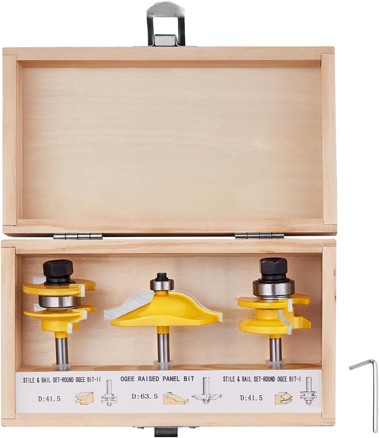 VEVOR Router Bits Set, 3 Pieces, Carbide Router Bit Kit with 1/4 Inch ...