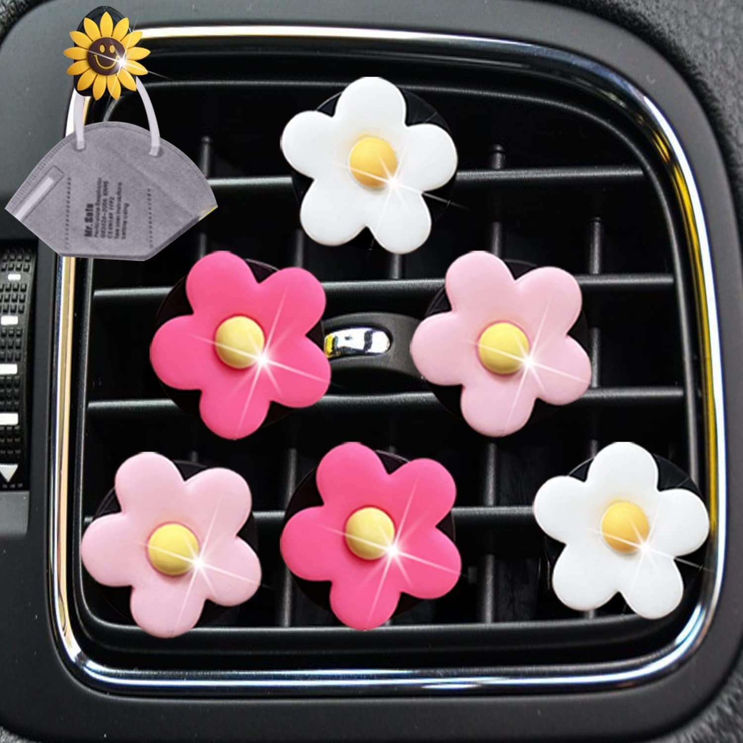 Amazon.com: 8PCS Daisy Flower Air Freshener Car Clips Cute Car Vent ...
