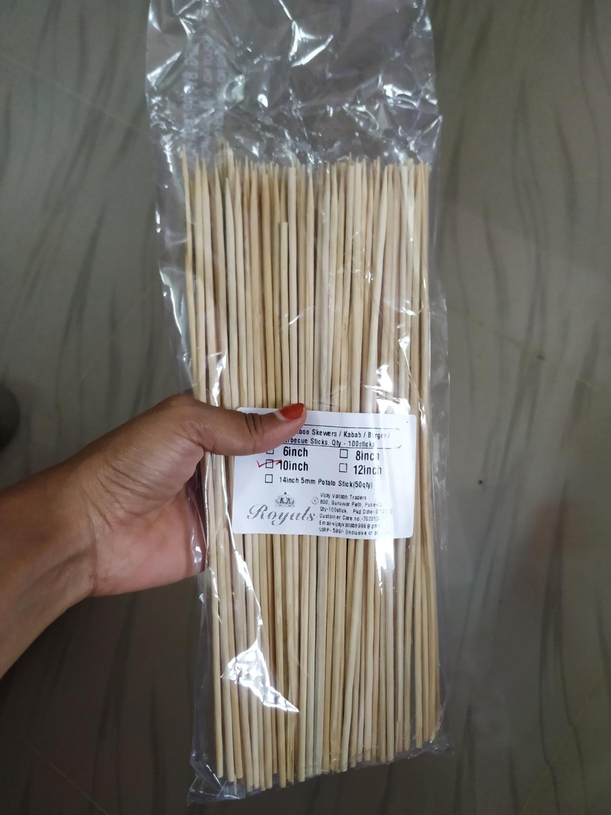 Royals Bamboo Skewers Sticks 10 inch, 60pc | Frying, Grilling, Roasting ...