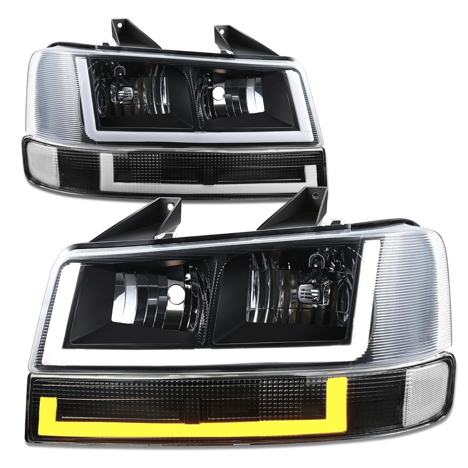 Amazon.com: DNA MOTORING U-Style LED DRL Headlight+Parking/Turn Lamps ...