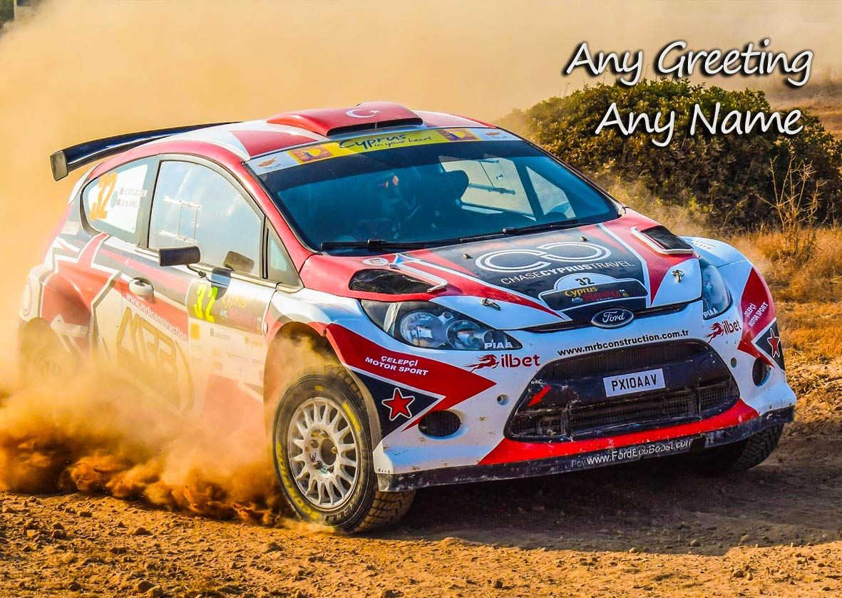 Personalised Rally Car Greeting Card (Birthday, Christmas, Any Occasion ...