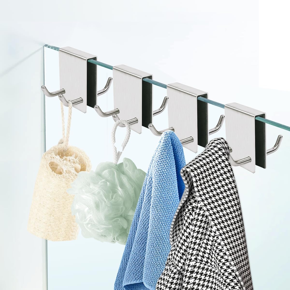EAEDMY Shower Door Hooks, Over Glass Shower Towel Hooks for Bathroom ...