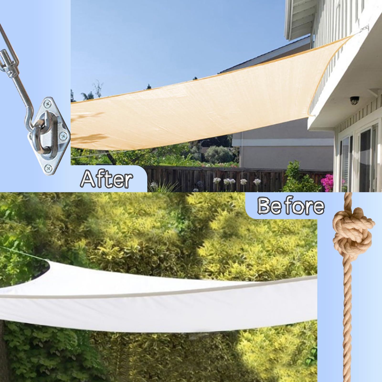 Snapklik.com : Patio Shade Sail Hardware Kit, 6 Inch 304 Anti-Rust ...