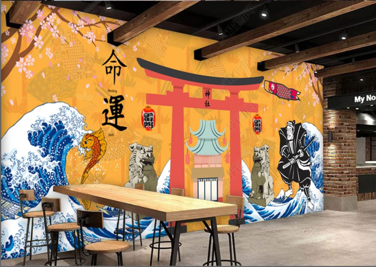 3D Wallpaper Custom Japanese Samurai Temple Mural - Ukiyo-E Style Wall ...