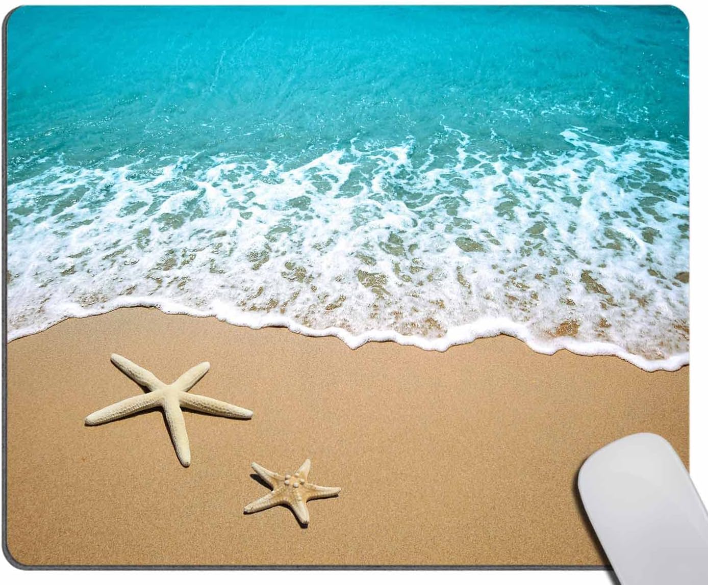 Amazon.com: Mouse Pad, Seashell Starfish Sand Teal Seawater Beach Mouse ...
