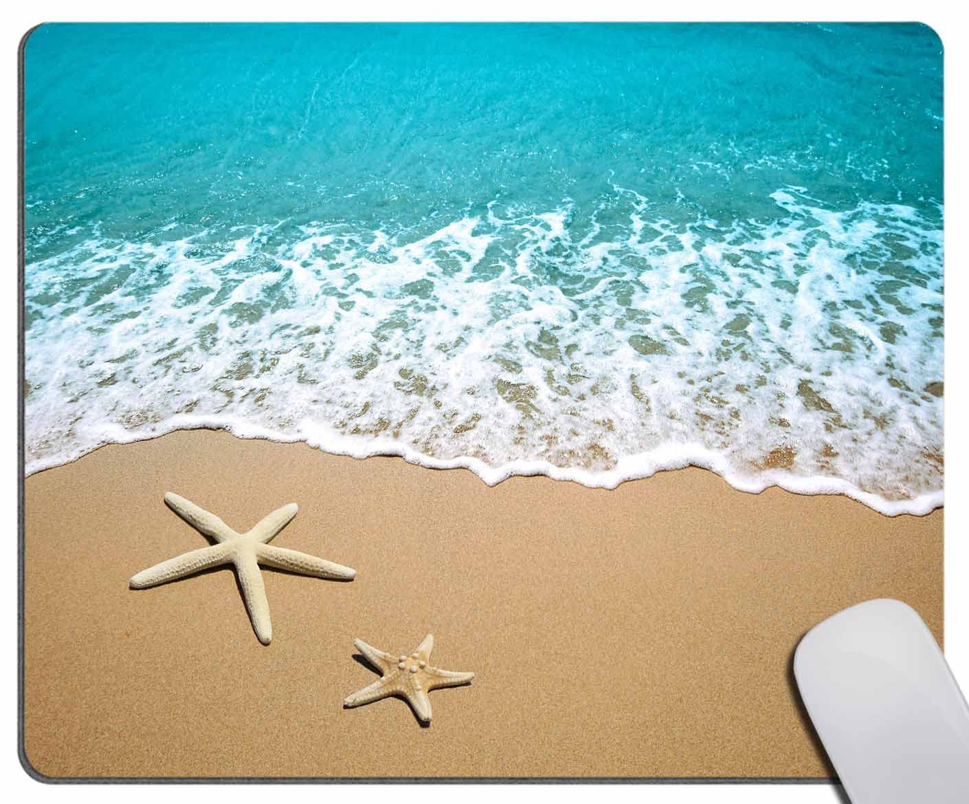 Amazon.com: Mouse Pad, Seashell Starfish Sand Teal Seawater Beach Mouse ...