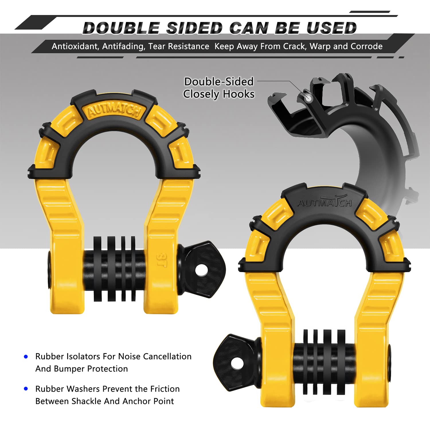 Snapklik.com : AUTMATCH D Ring Shackles 3/4" Mega Shackle (2 Pack) 68 ...
