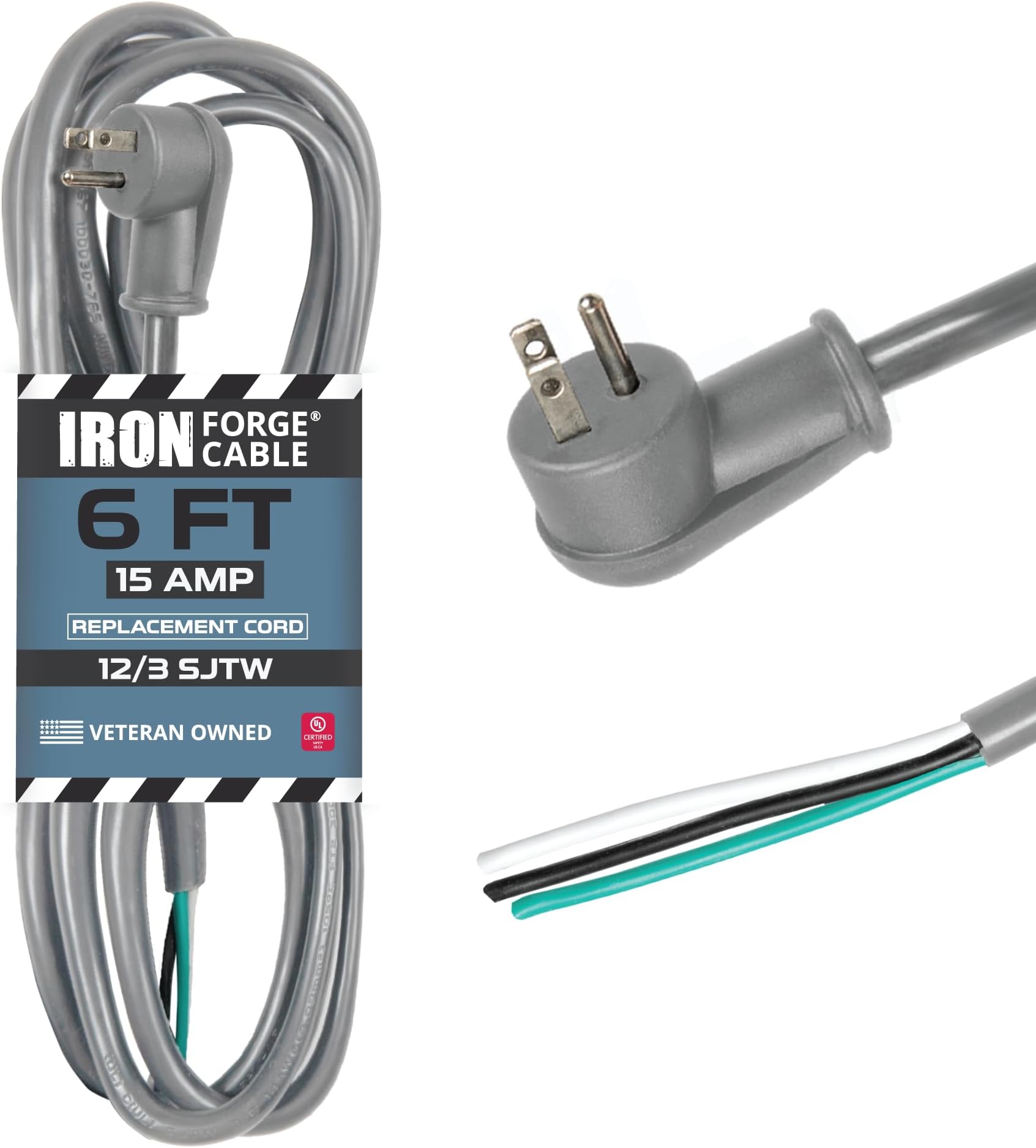 Amazon.com: Iron Forge Cable Flat Plug Replacement Power Cord with Open ...