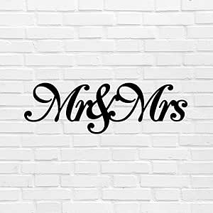 Amazon.com: Alioyoit Mr and Mrs Word Art Sign Calligraphy Decorative ...