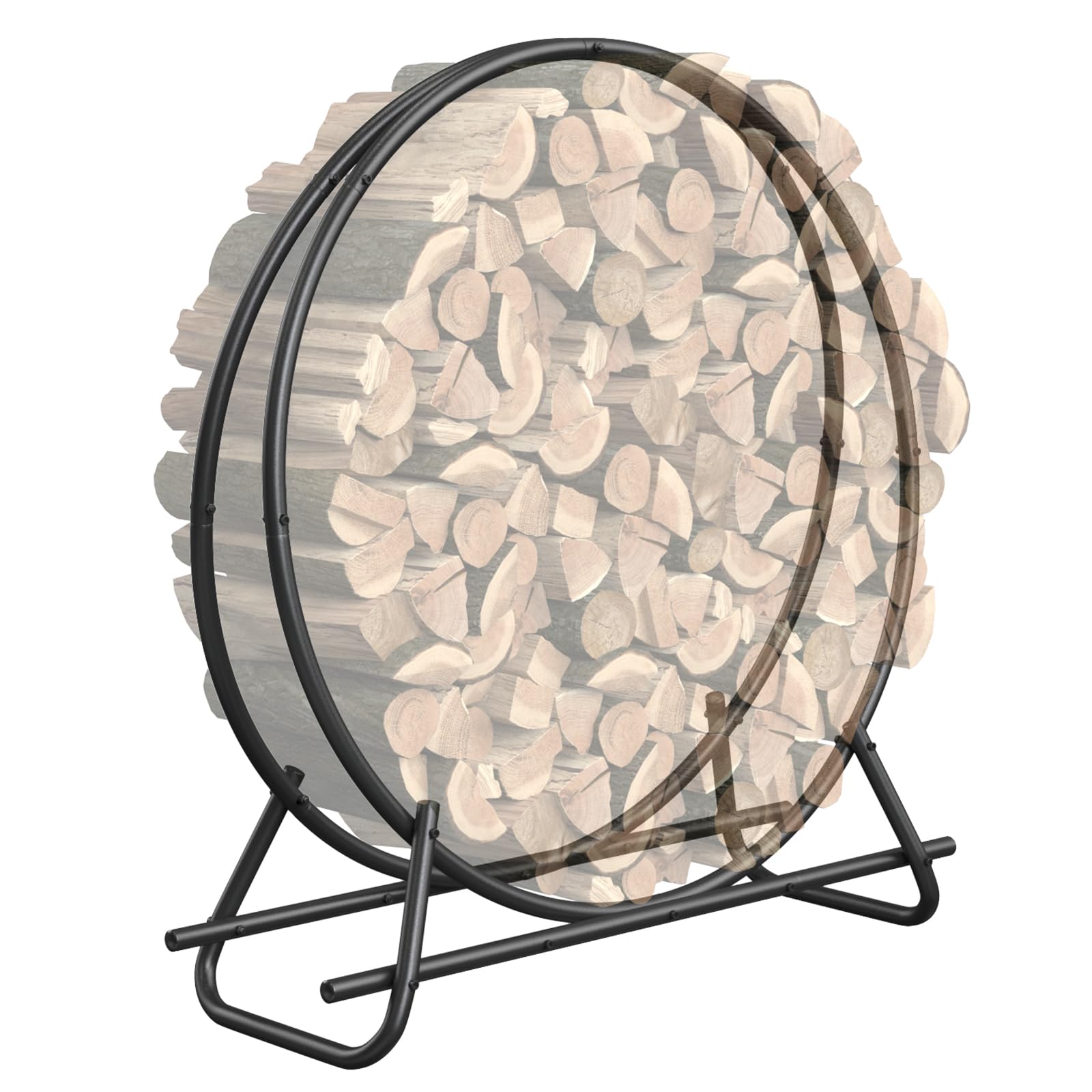 Amazon.com: VAMFUTRE Metal Pipe Firewood Rack Circle - Black Steel Log ...
