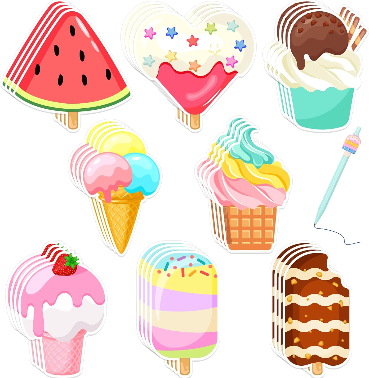 Amazon.com : 32Pcs Ice Cream Sticky Notes,640Sheet Summer Sticky ...