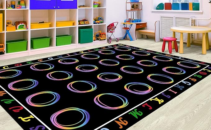 Amazon.com: Black Classroom Rug Elementary Preschool Learning Carpet ...