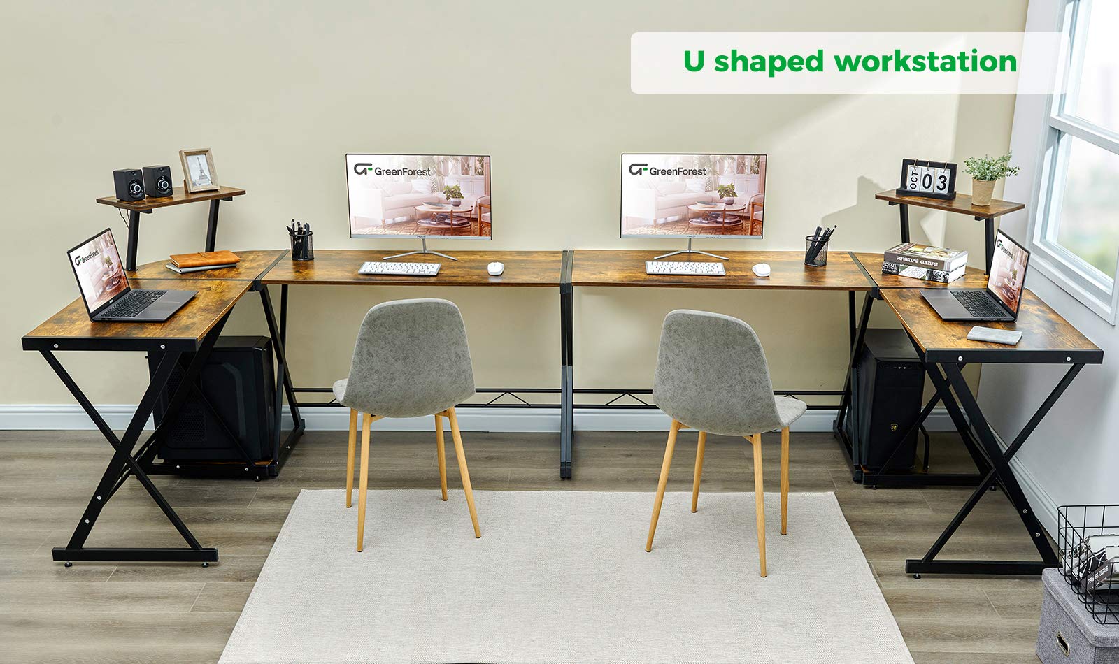 Buy GreenForest L Shaped Desk 64 inch Large Size Reversible Corner ...