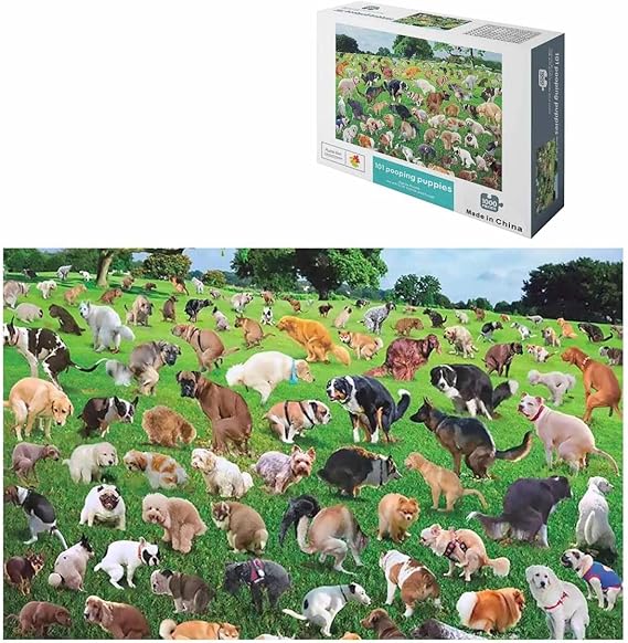 Mrisata 1000 Piece Puzzle, 101 Pooping Puppies, Dogs Pooping Puzzle ...