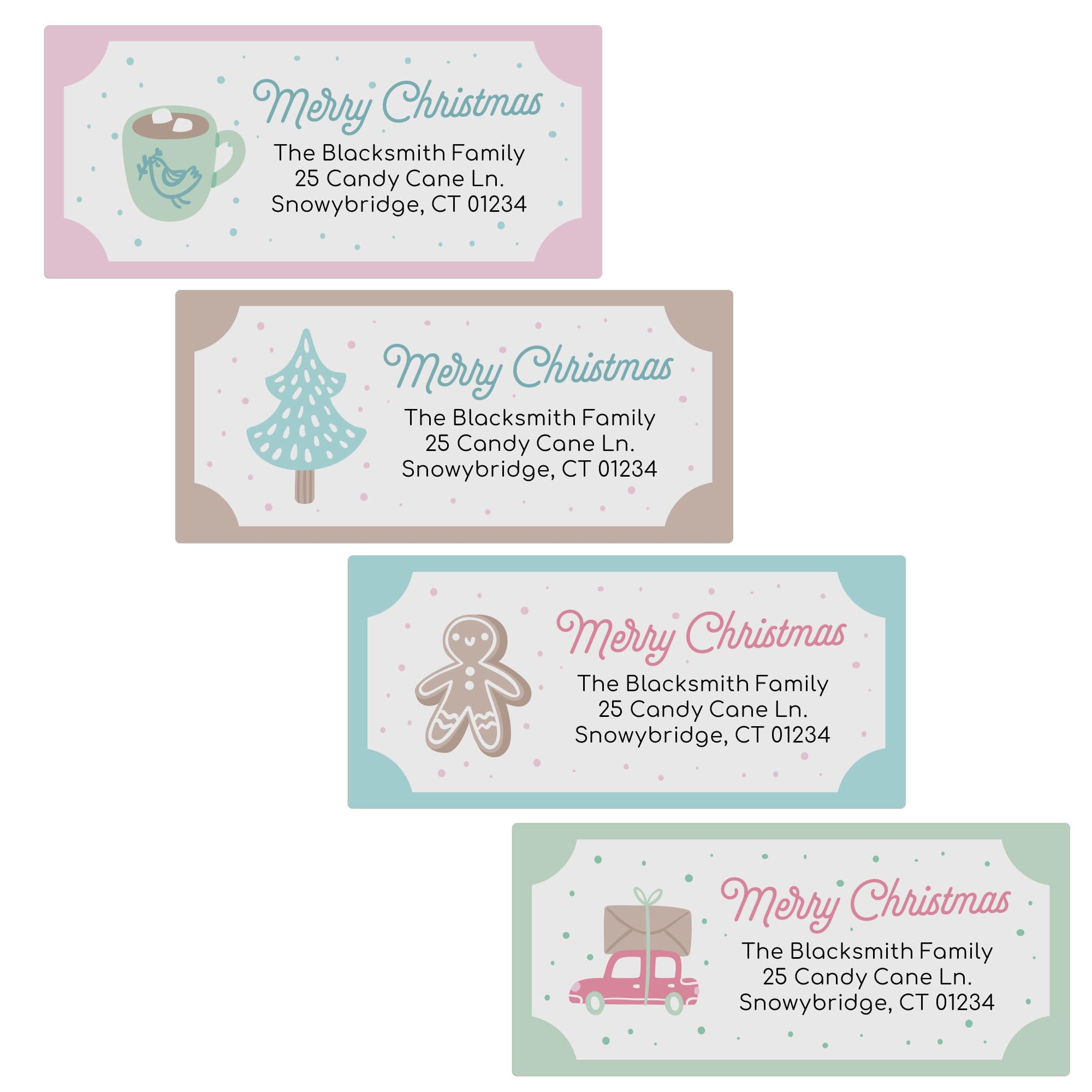Amazon.com : Assorted Personalized Christmas Labels - 120 Labels - 4 ...