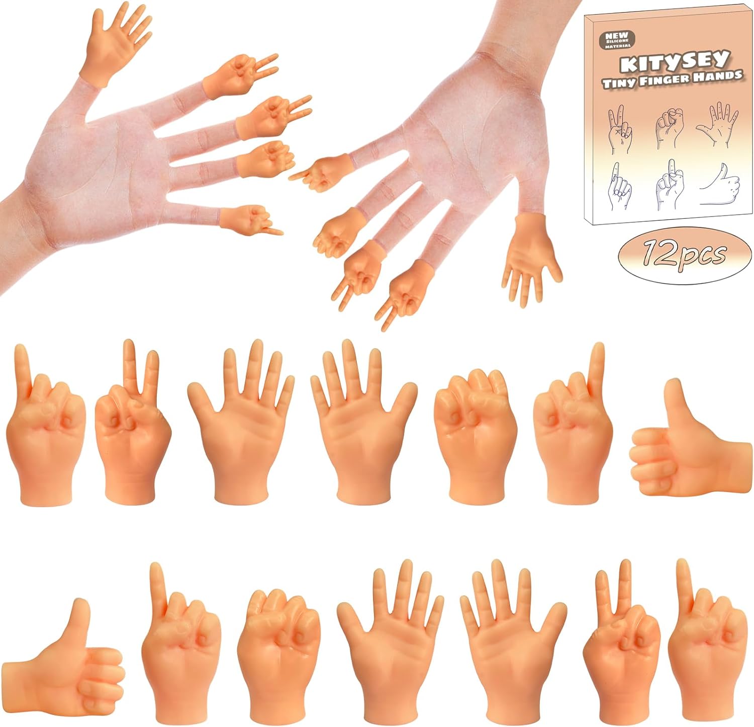 Amazon.com: Tiny Finger Hands, Premium Silicone Mini Tiny Finger Hands ...