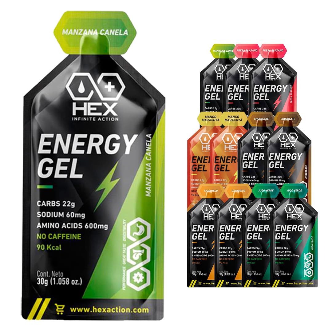Gel Energético HEX, Kit Paquete Varios Sabores 12 Geles Energéticos De ...