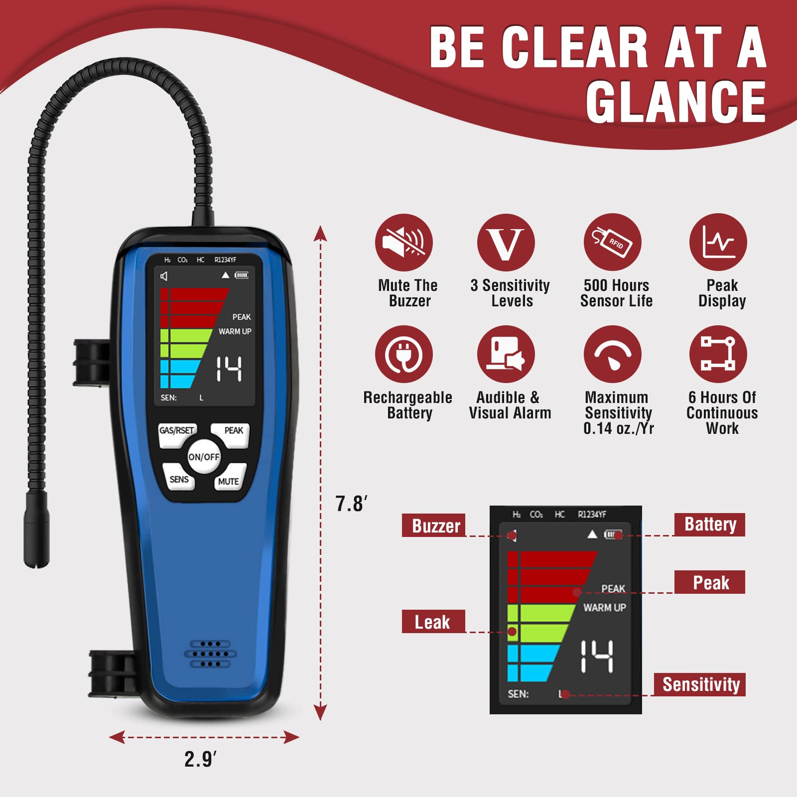 Snapklik.com : Refrigerant Leak Detector, ALD-200 Freon Leak Detector ...
