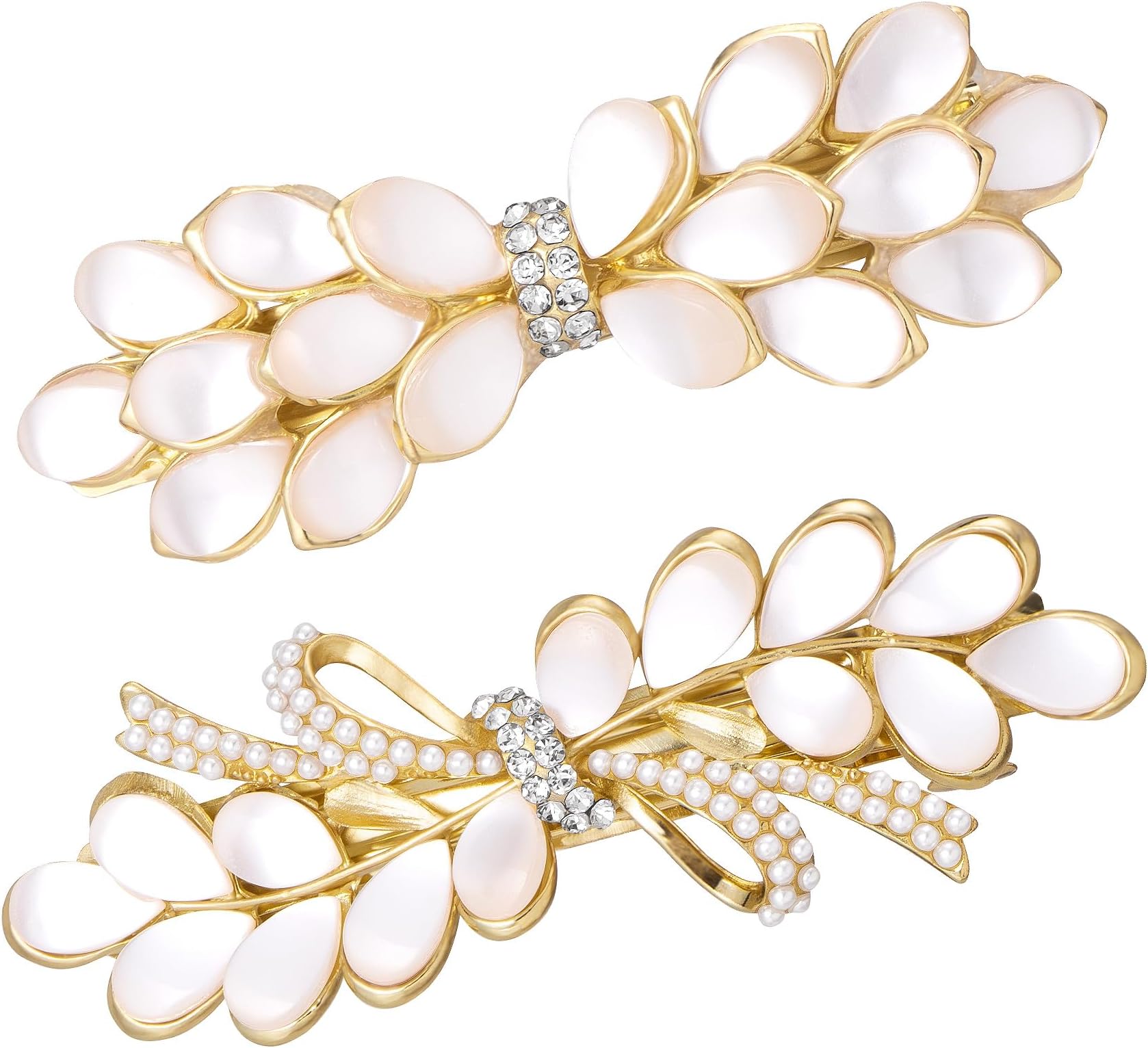 Amazon.com : ShungFun Women French Hair Clips Vintage Metal Leaf Pearls ...