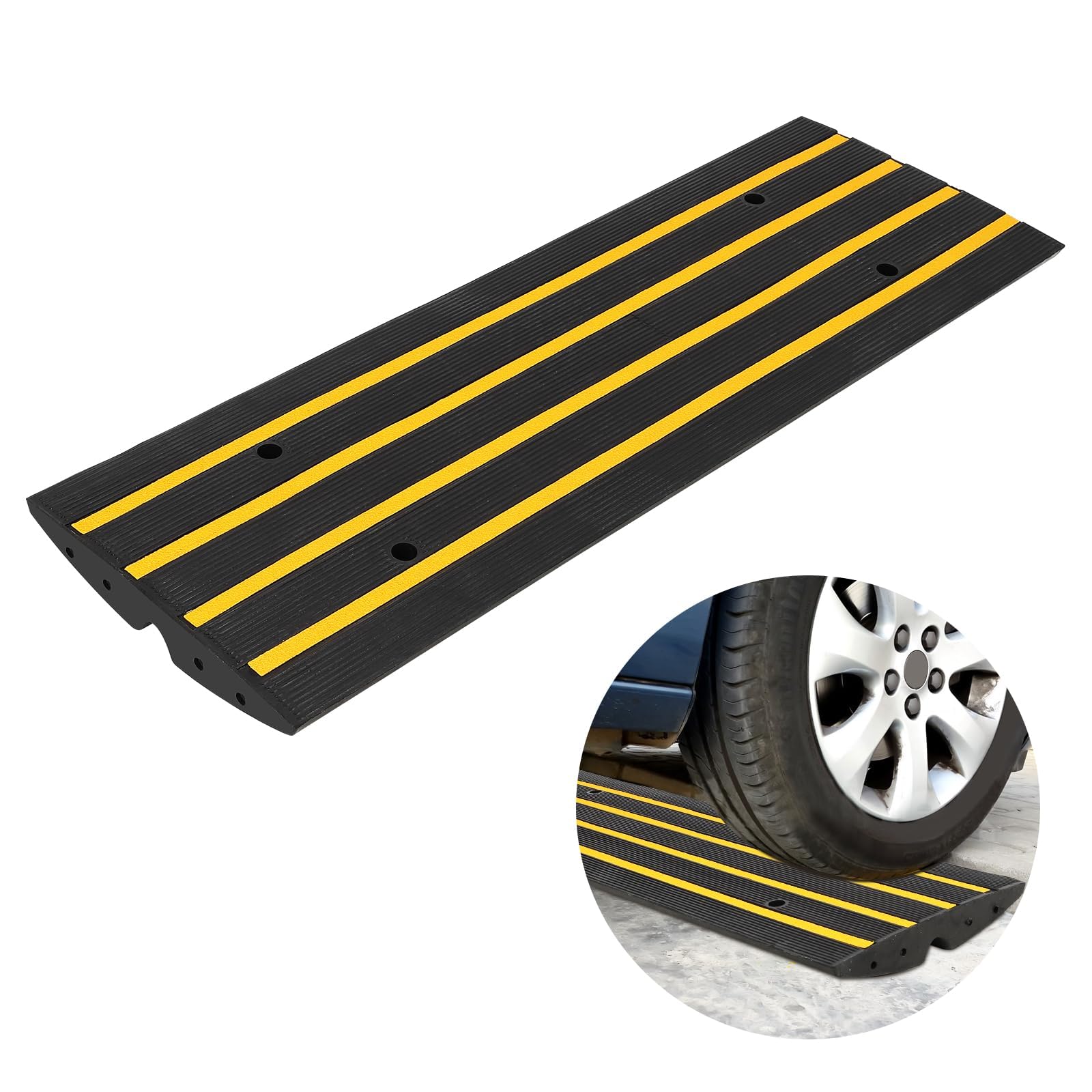 Rubber Driveway Curb Ramp 48IN 1Pack - Heavy Duty Driveway Gutter Curb ...