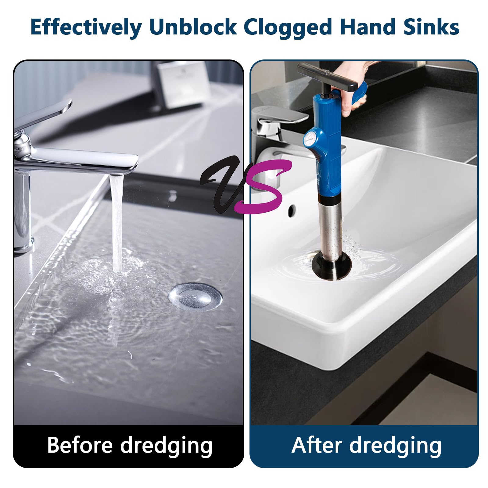 Toilet Plunger, High Pressure Compressed Air Pipe Cleaner with ...