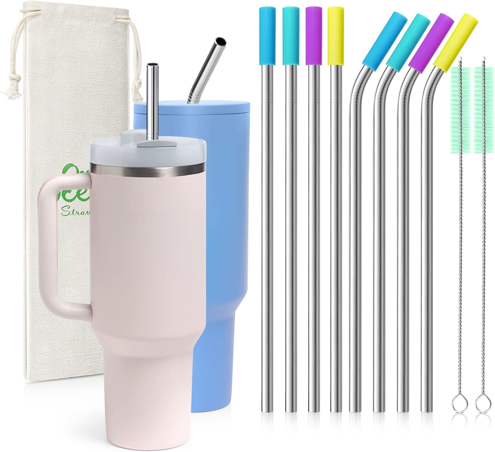 Amazon.com: SipWell Extra Long Stainless Steel Drinking Straws Set of 4 ...