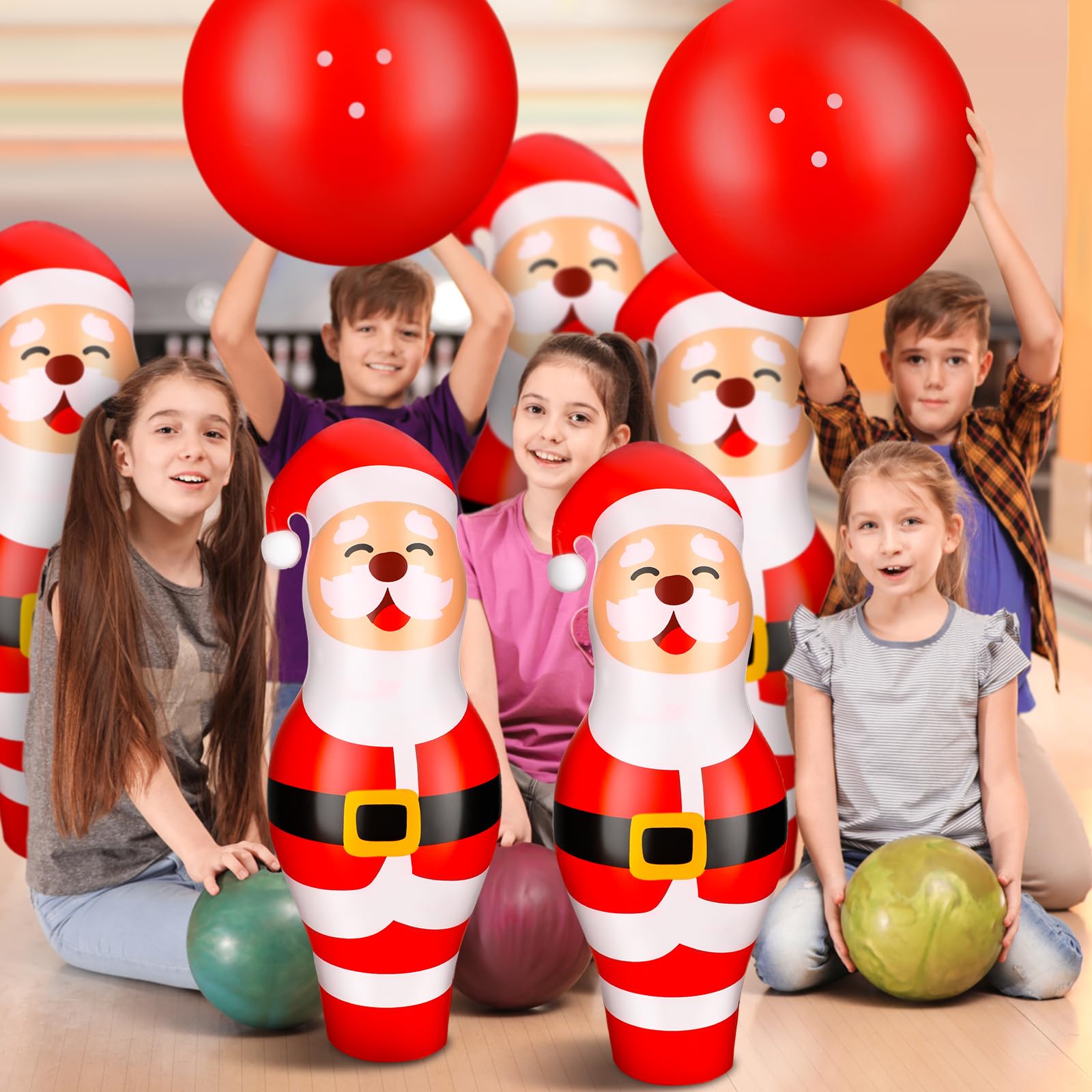 Snapklik.com : Wettarn 7 Pcs 27 Inch Giant Christmas Inflatable Bowling ...