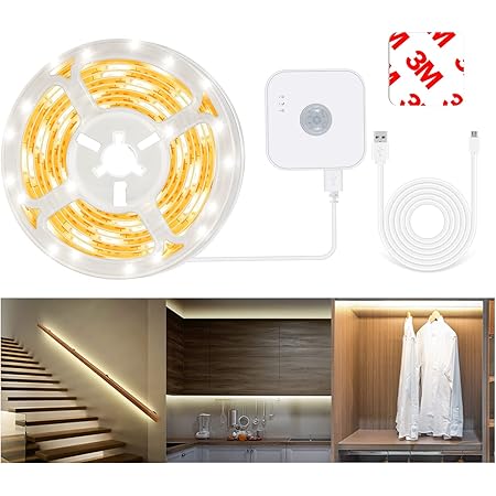 Amazon.com: 13.12Ft Motion Sensor LED Light Strip,8*1.64ft Warm White ...