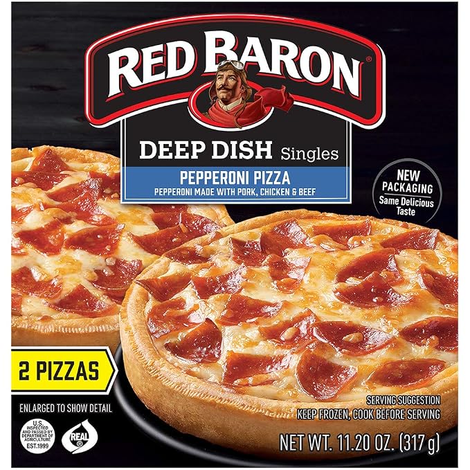 Amazon.com: Red Baron Deep Dish Singles Pepperoni Pizza, 11.2 oz ...