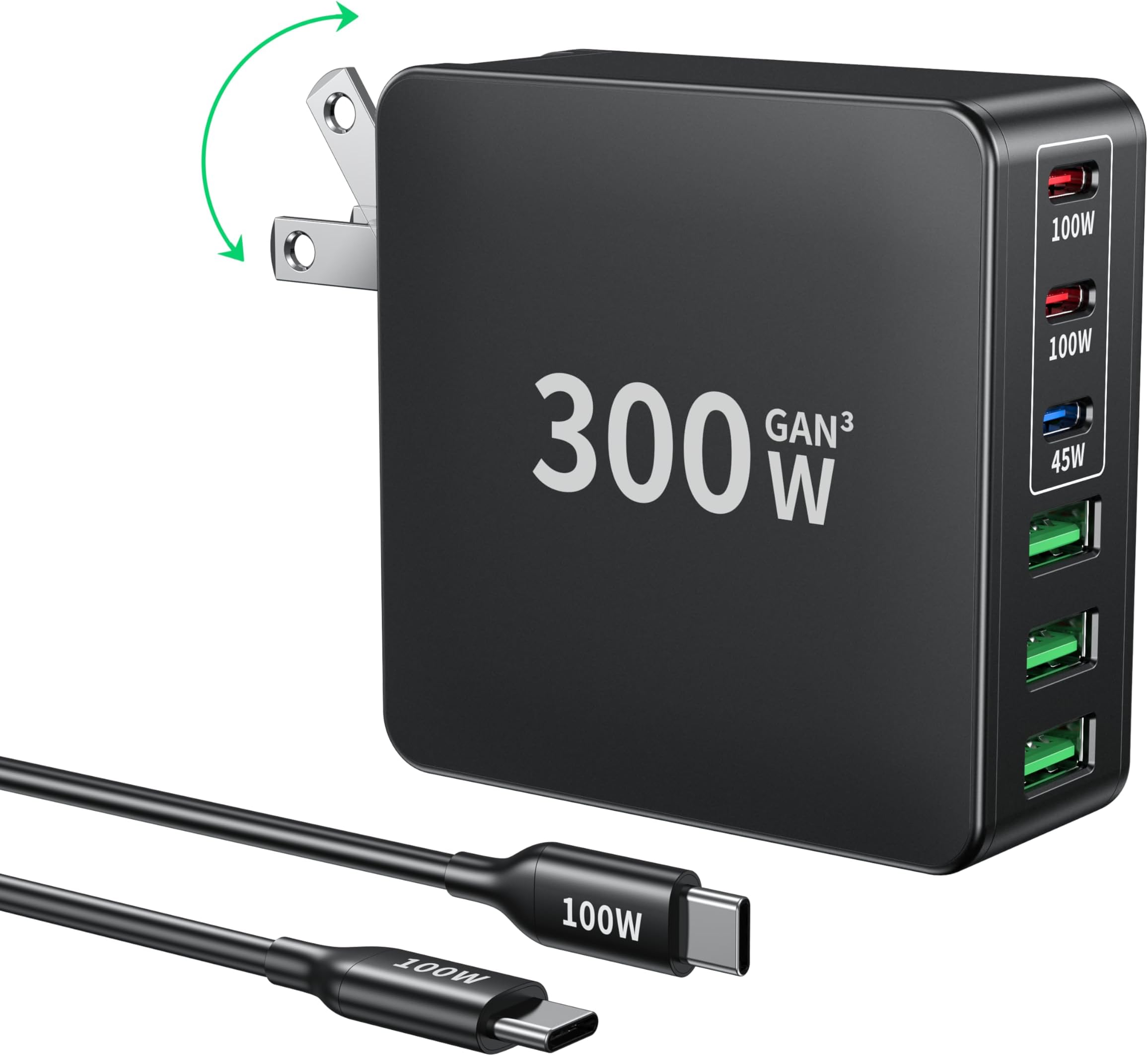 Amazon.com: USB C Charger 300W Foldable 6-Port Fast Charger Block ...