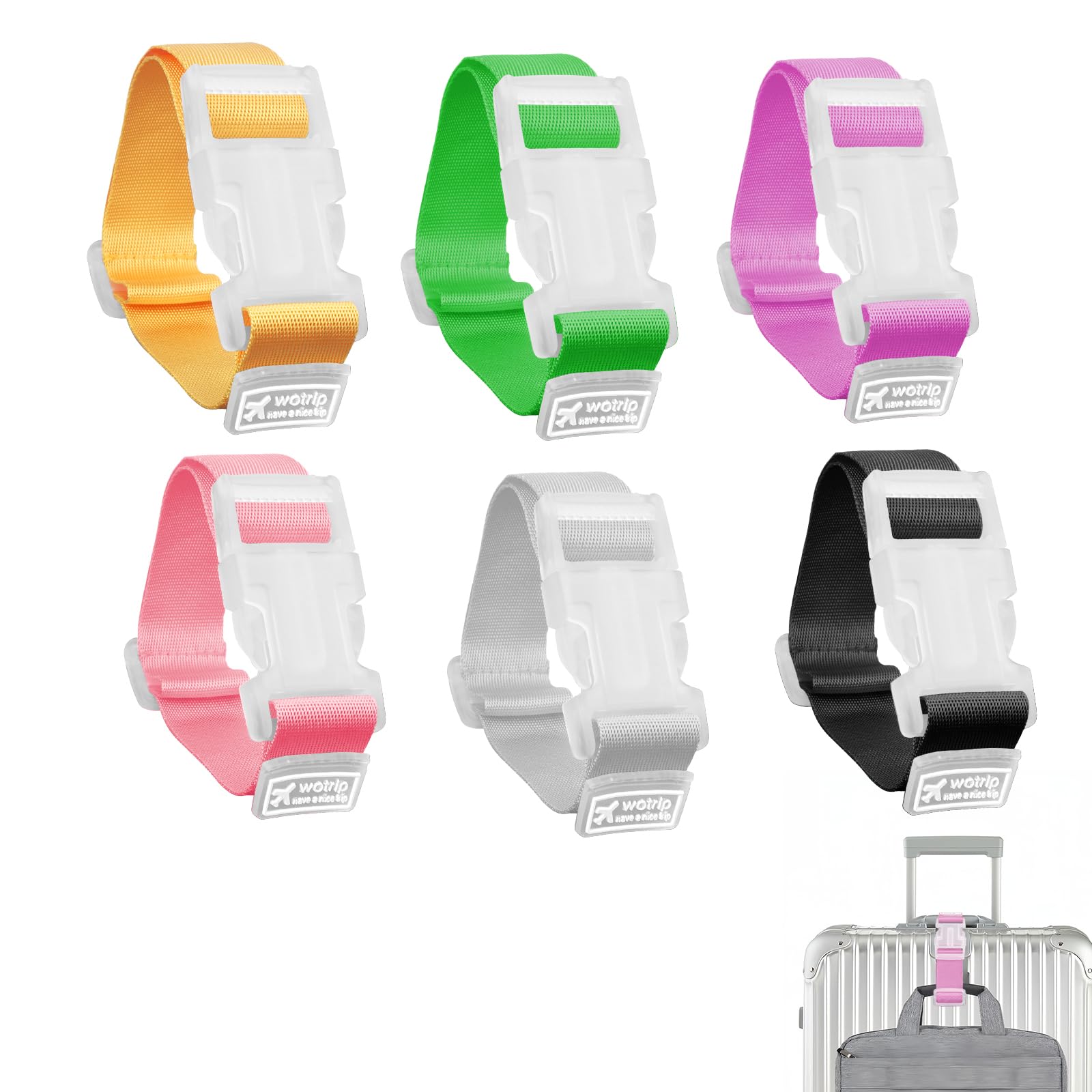 Adorila 6 Pack Add a Bag Luggage Strap, Adjustable Suitcase Belt Travel ...