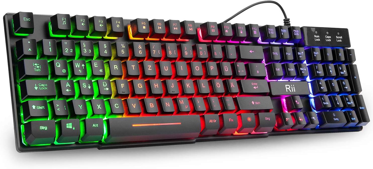 Rii Gaming Tastatur PC, PS4 Tastatur USB, Regenbogen Beleuchtete ...