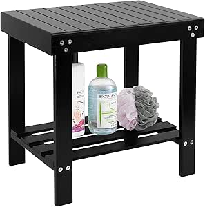 Amazon.com: VaeFae Bamboo Spa Bench Seat Stool Foot Rest Shaving Stool ...
