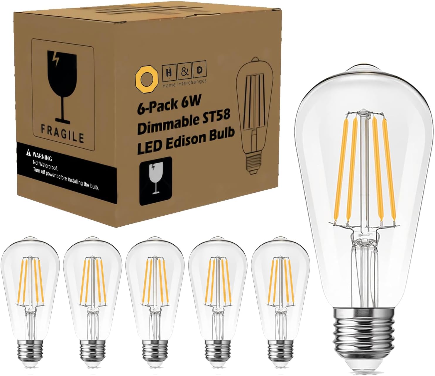LED Light Bulbs Edison dimmable Bulbs Warm White 2700K Light Bulbs,E26 ...