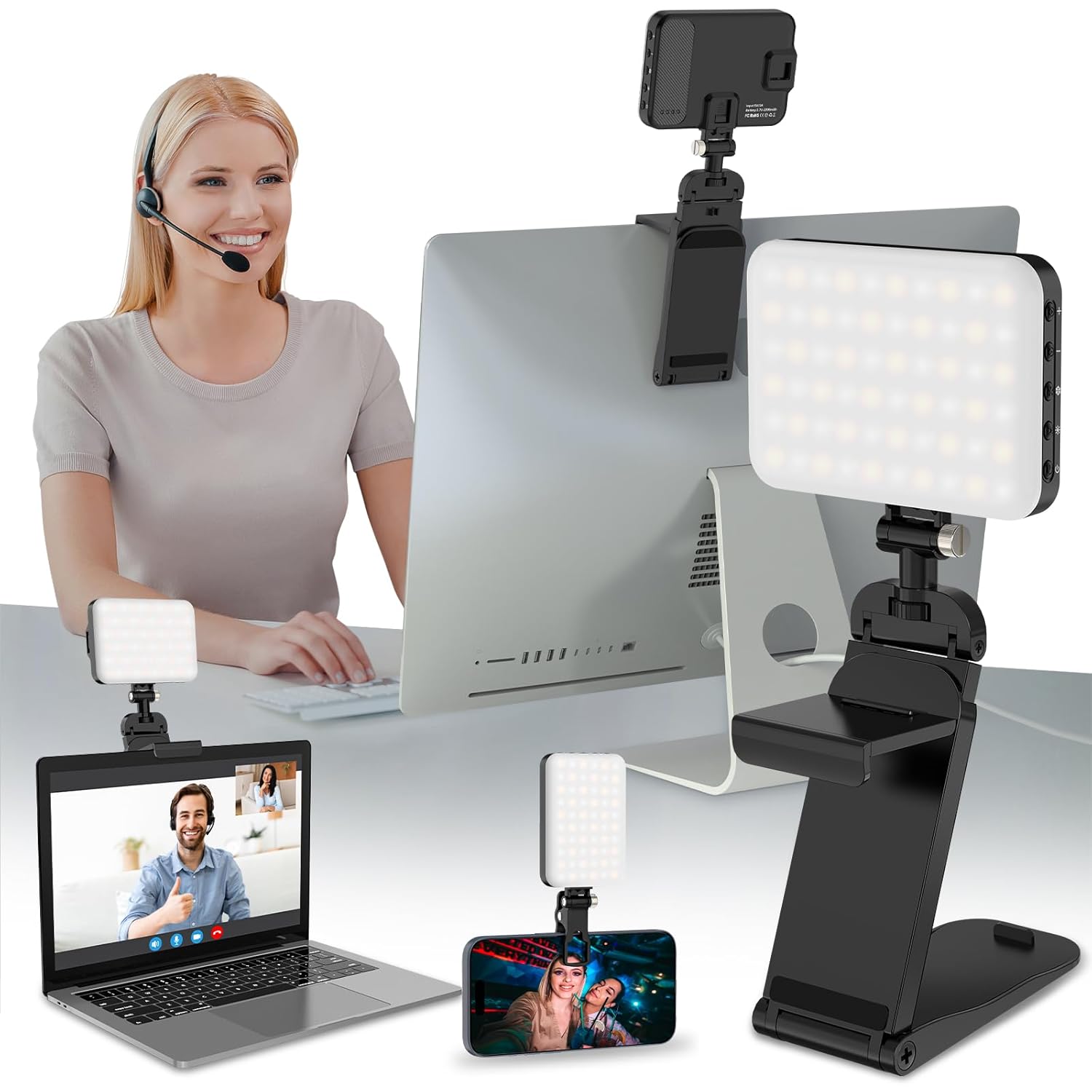 ALTSON LED Streaming Light with Stand for Computer Laptop, 2 in 1 ...