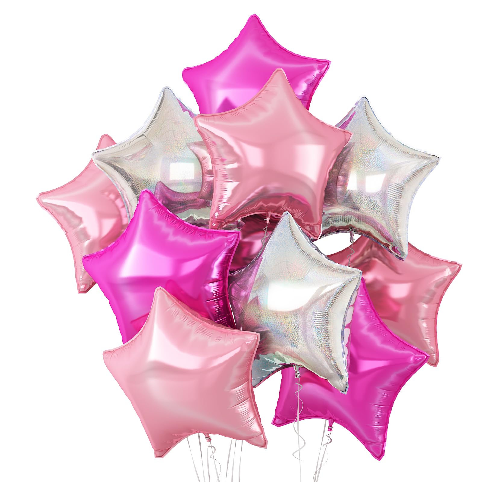 Amazon.com: Pink Silver Star Balloons,10Pcs Rose Star Shaped Foil ...