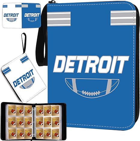 Amazon.com: Football Card Binder with Sleeves 900 Pocket, Detroit ...