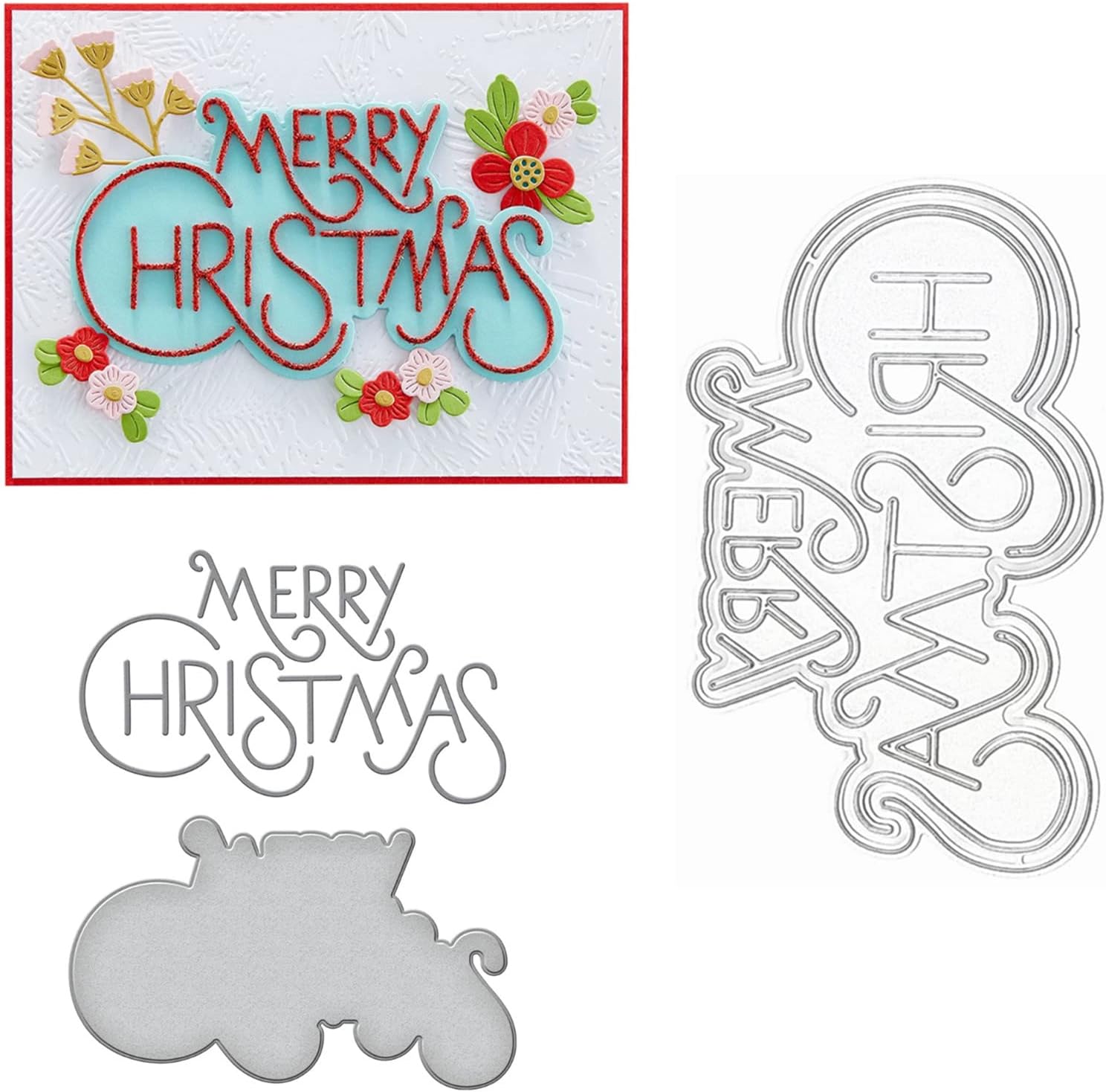 Amazon.com: BUZHI 1pc Cutting Dies Metal Word Merry Christmas Die ...