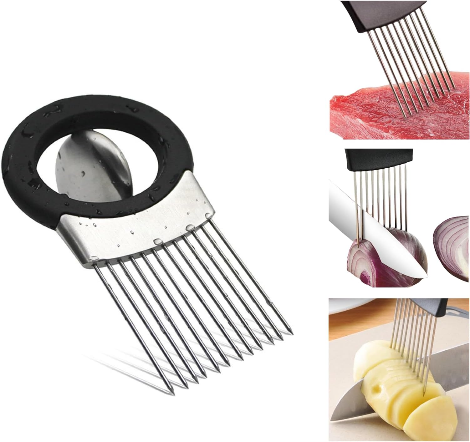 Amazon.com: Onion Slicer Holder Meat Tenderizer Tool Vegetable Slicer ...