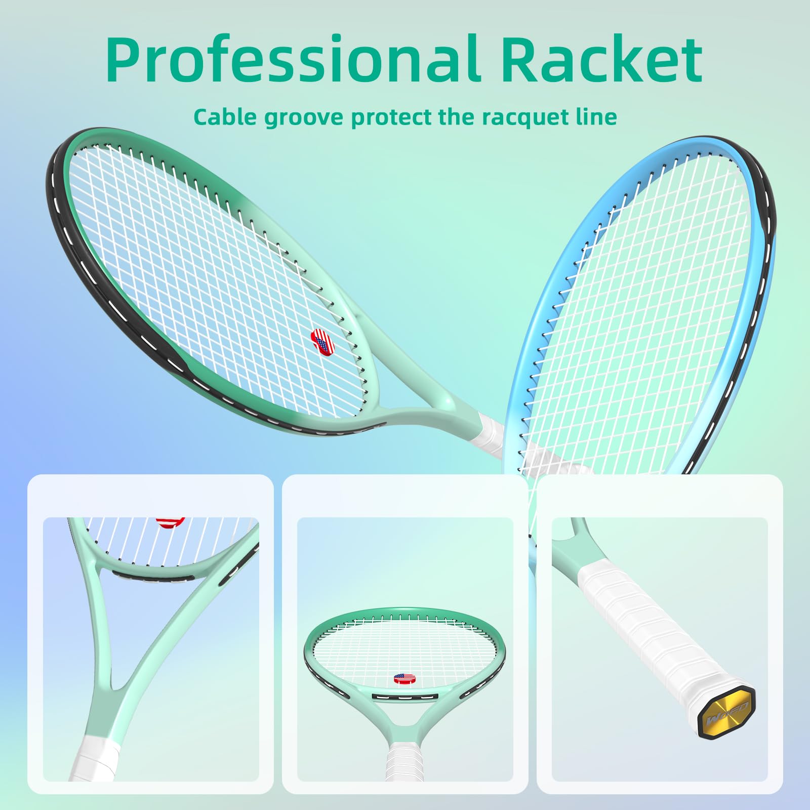 Snapklik.com : Pro Tennis Racket For Adults, 2 Player 27 Inch Speed ...