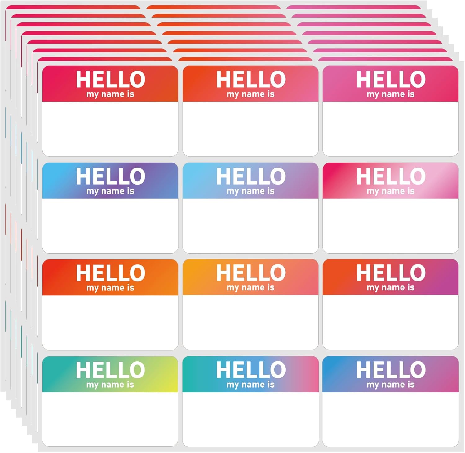 Amazon.com : Rainbow Name Tags Sticker, 300Pcs Hello My Name is ...