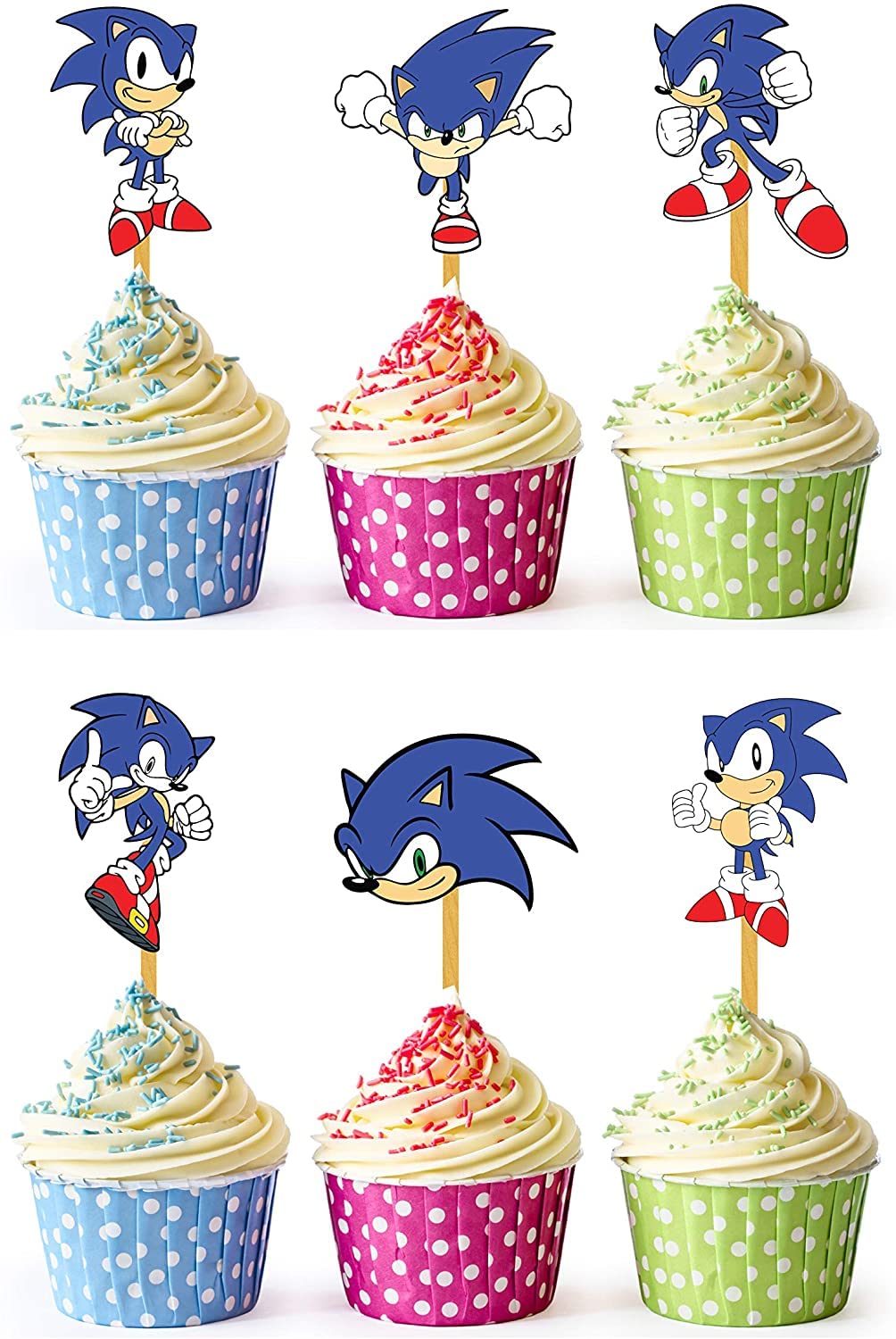 24x Sonic The Hedgehog Cute Cartoon Cupcake Topper Picks Children ...